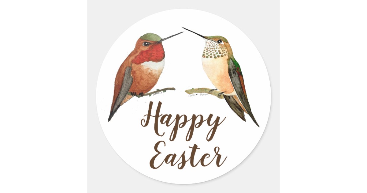 Happy Easter Allen's Hummingbirds Classic Round Classic Round Sticker ...
