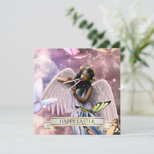 Happy Easter. Angel with Butterflies Cards | Zazzle