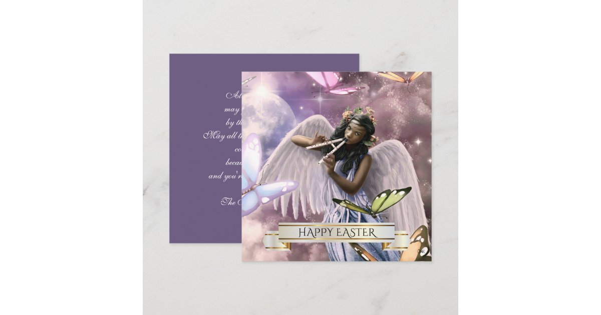 Happy Easter. Angel with Butterflies Cards | Zazzle