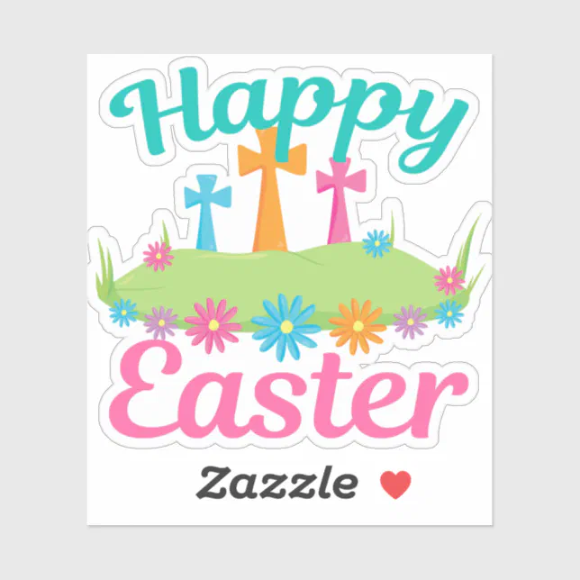 Happy Easter Beautiful Religious Sticker | Zazzle