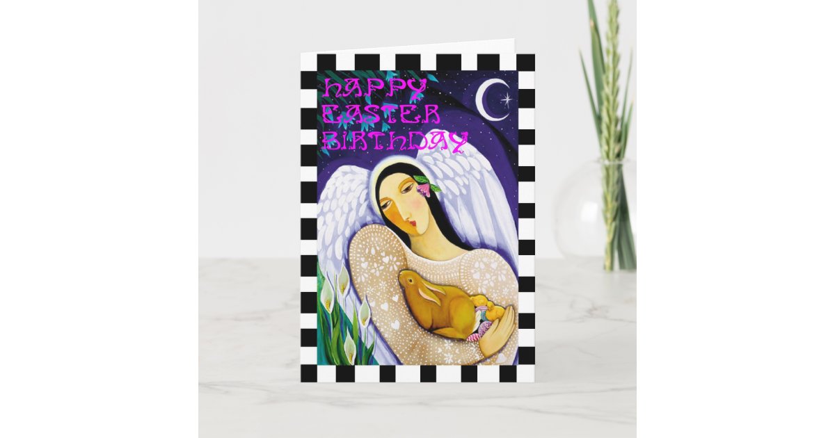 Happy Easter Birthday Angel Holiday Card | Zazzle
