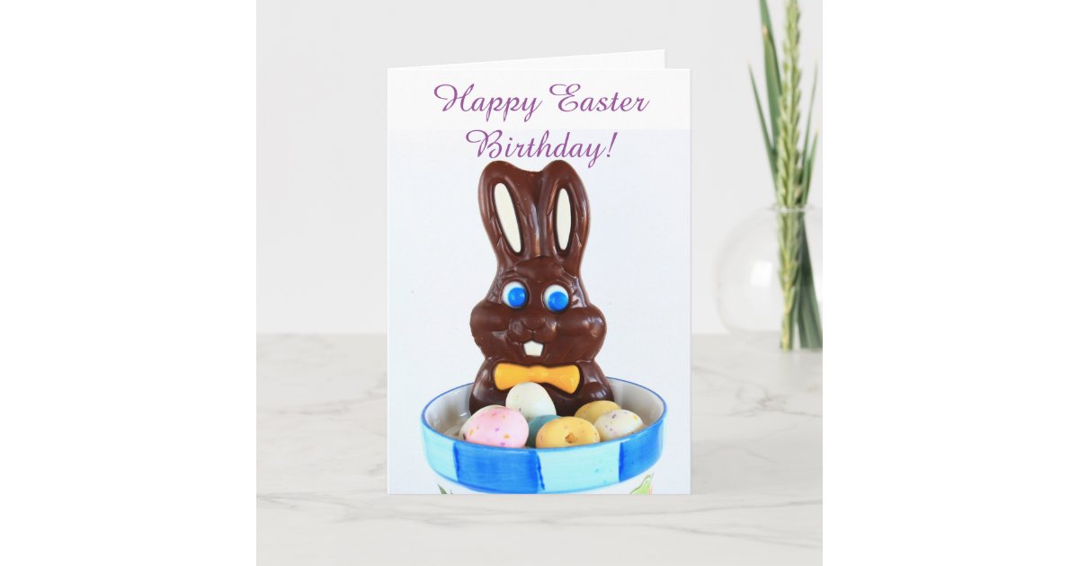 Happy Easter Birthday Bunny and Eggs greeting card | Zazzle