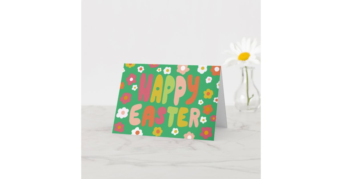 HAPPY EASTER Bubble Letters Colorful Spring CUSTOM Card | Zazzle