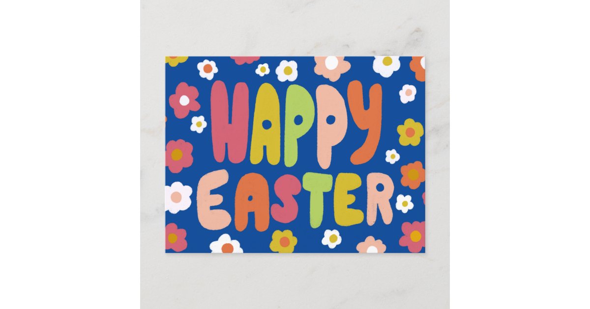 HAPPY EASTER Bubble Letters Colorful Spring CUSTOM Postcard | Zazzle