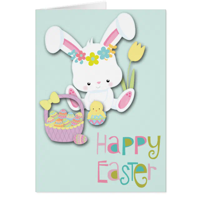 Happy Easter Bunny, Chick, and Basket | Zazzle