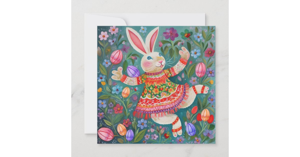 Happy Easter Bunny Dance Card Zazzle