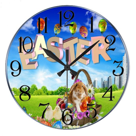 Happy Easter Bunny Large Clock | Zazzle.com