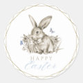 Happy Easter Bunny Sticker Gold Circle Frame | Zazzle