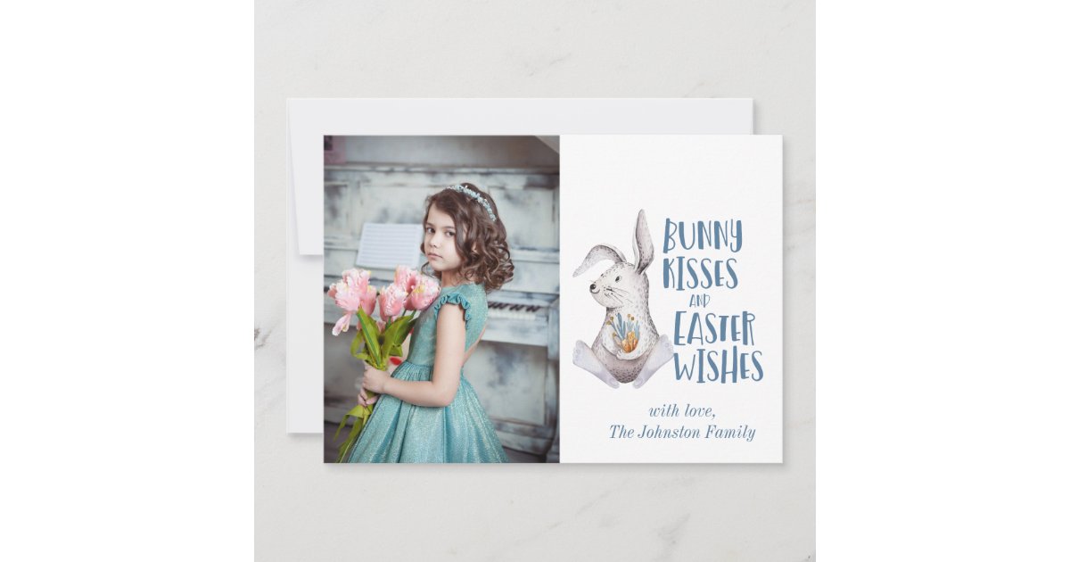 Happy Easter Bunny Wishes Cute Family Photo Holiday Card | Zazzle