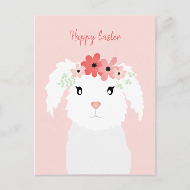 Happy Easter Bunny With Flower Crown Postcard | Zazzle