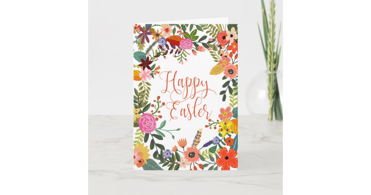 Happy Easter card modern floral | Zazzle