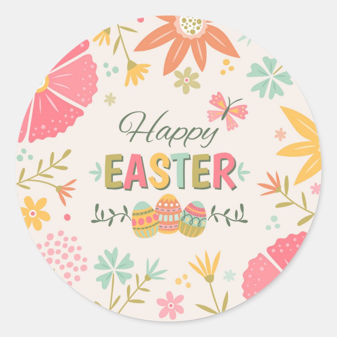 Happy Easter Celebration Classic Round Sticker | Zazzle