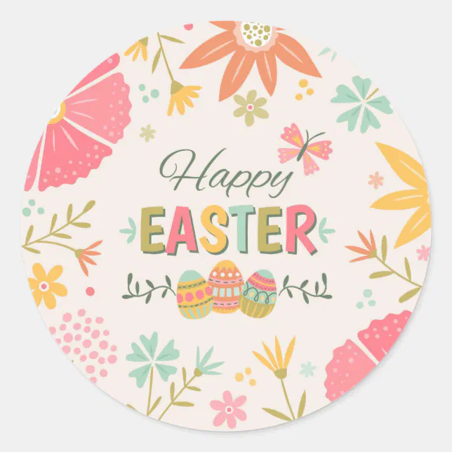 Happy Easter Celebration Classic Round Sticker | Zazzle