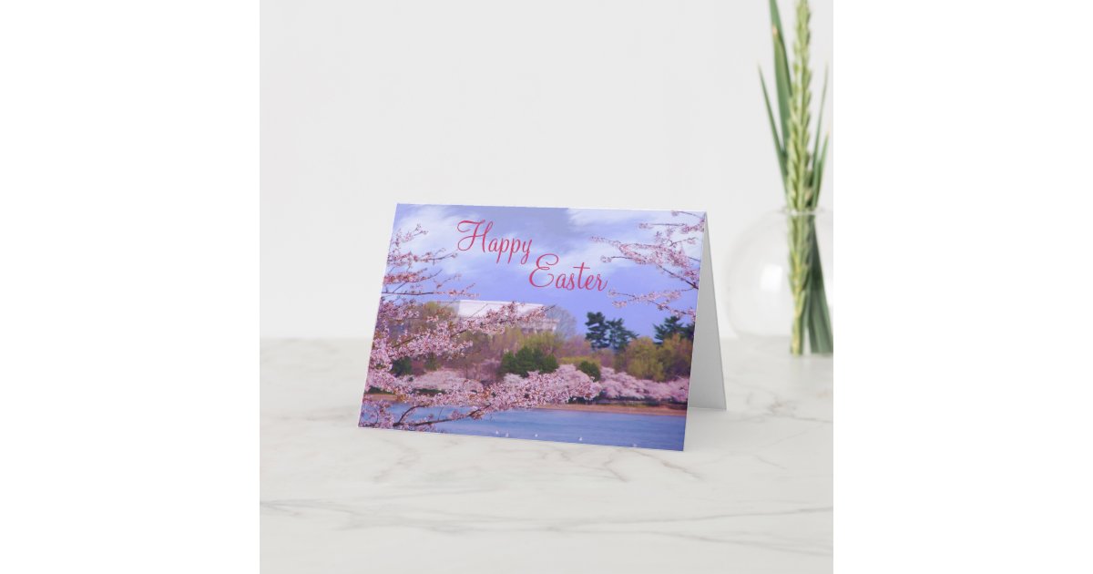 Happy Easter Cherry Blossoms Holiday Card | Zazzle