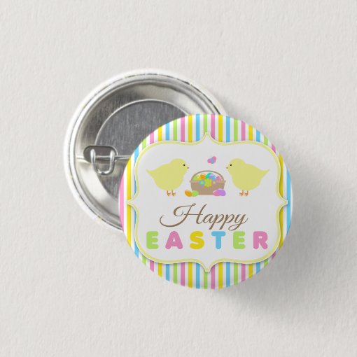 Happy Easter Chicks Pin Back Button | Zazzle