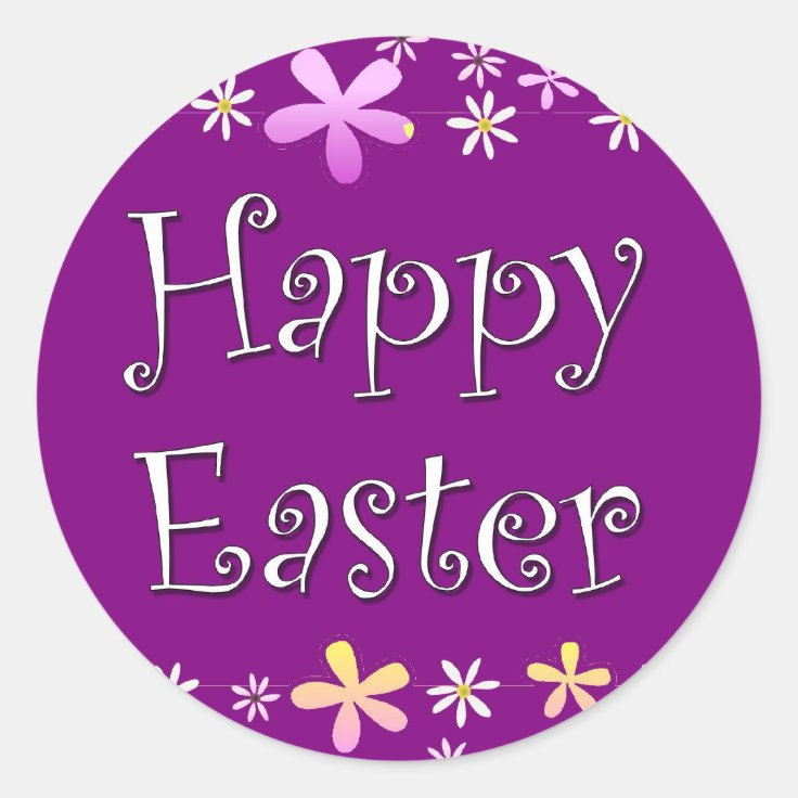 Happy Easter Classic Round Sticker | Zazzle