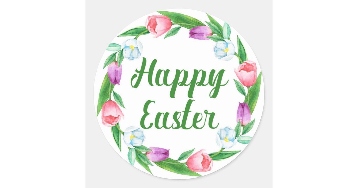 Happy Easter Classic Round Sticker | Zazzle