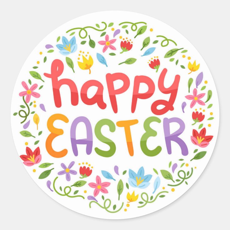 Happy Easter Classic Round Sticker | Zazzle
