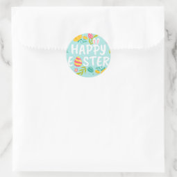 Happy Easter Classic Round Sticker | Zazzle
