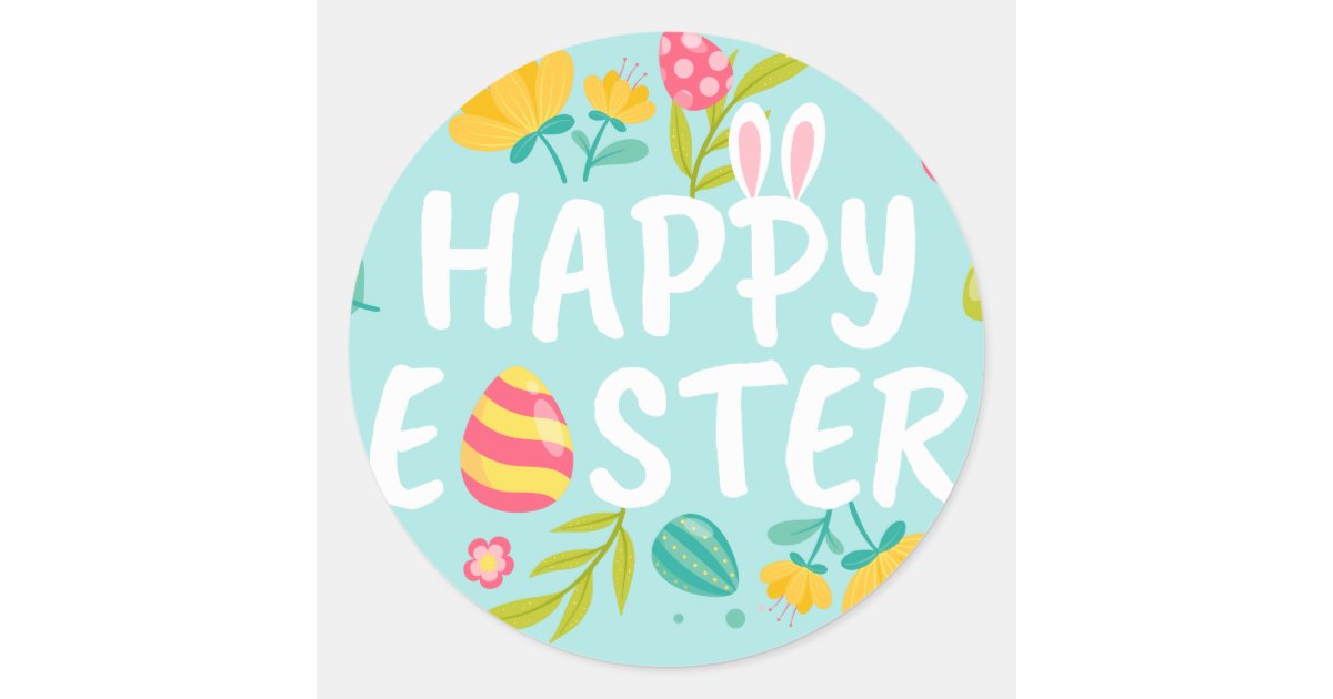 Happy Easter Classic Round Sticker | Zazzle