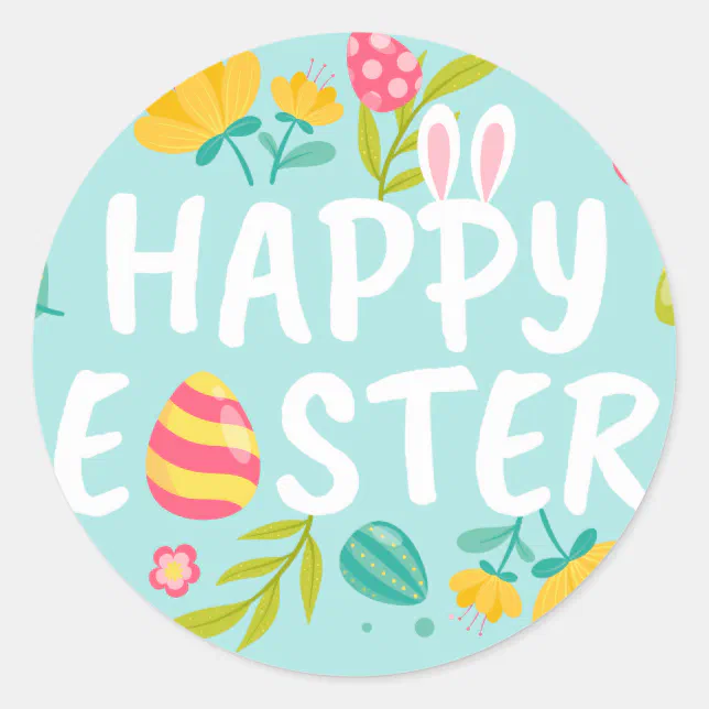 Happy Easter Classic Round Sticker | Zazzle