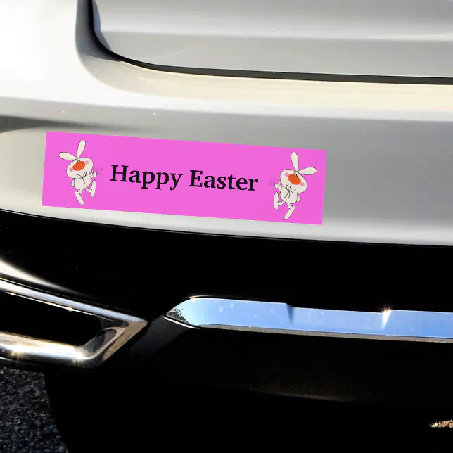 Happy Easter Cute Dancing Rabbit Bumper Sticker | Zazzle