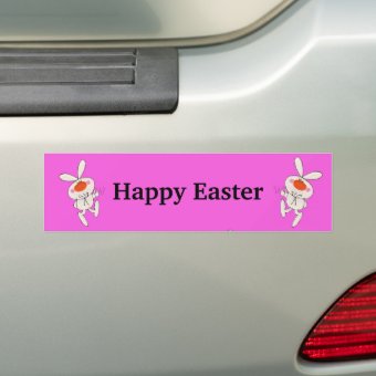 Happy Easter Cute Dancing Rabbit Bumper Sticker | Zazzle