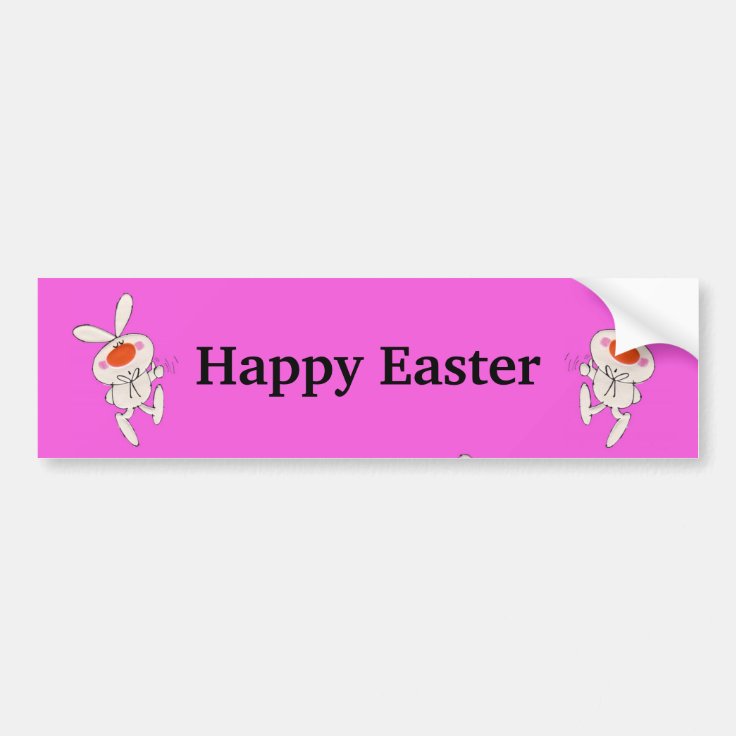 Happy Easter Cute Dancing Rabbit Bumper Sticker | Zazzle