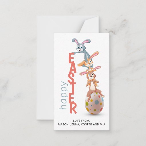 Happy Easter Cute Funny Modern Bunny Rabbit Egg Note Card | Zazzle