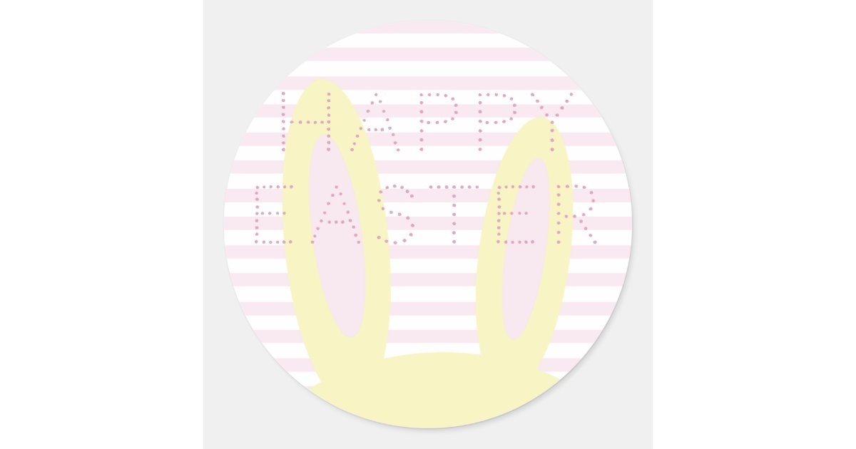 Happy Easter | Cute Pink & Yellow Bunny Ears Classic Round Sticker | Zazzle