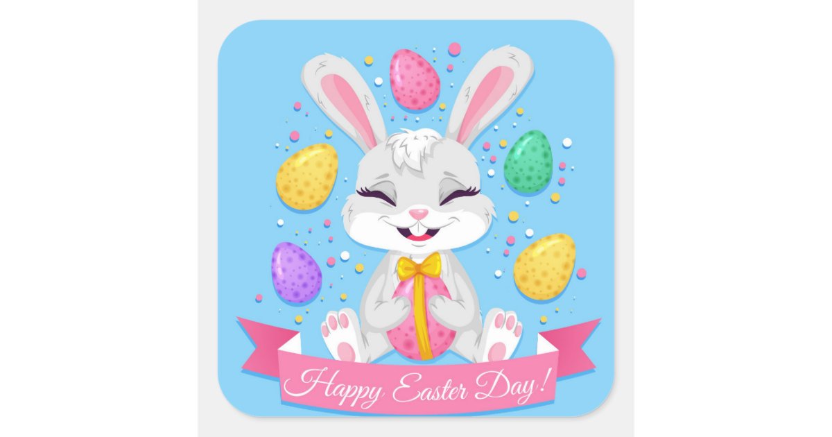 Happy Easter Day Square Sticker | Zazzle