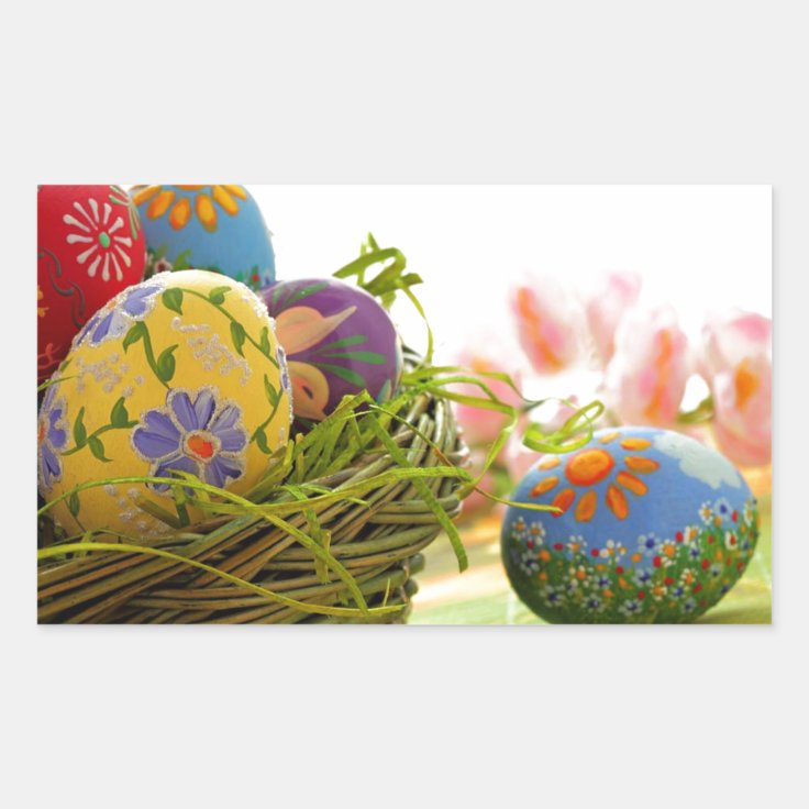 Happy Easter design Rectangular Sticker | Zazzle