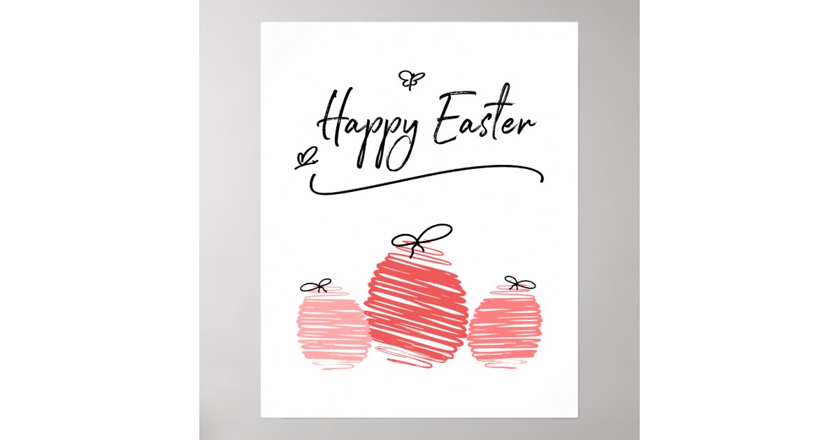 Happy Easter Egg Doodle Sign Poster | Zazzle