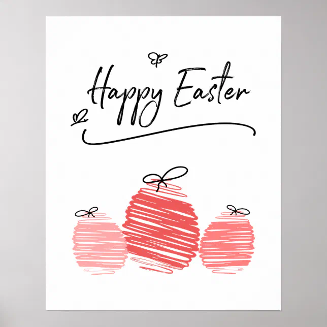 Happy Easter Egg Doodle Sign Poster | Zazzle