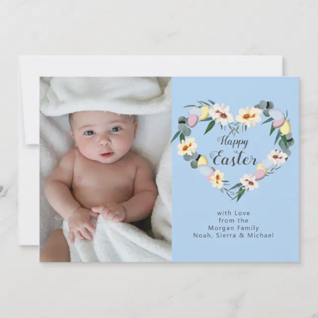 Happy Easter Egg Wreath | Personal Family Photo Holiday Card | Zazzle