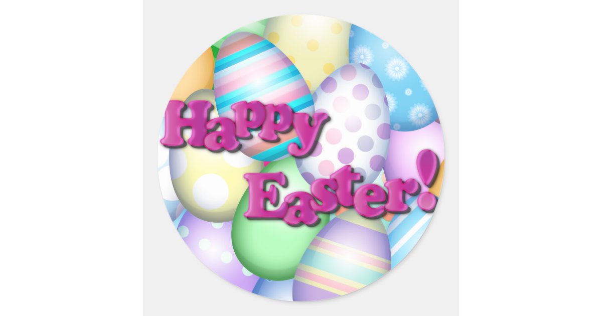 Happy Easter Eggs Classic Round Sticker | Zazzle