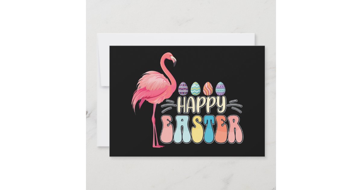 Happy Easter Flamingo Bunny Egg Basket Invitation | Zazzle