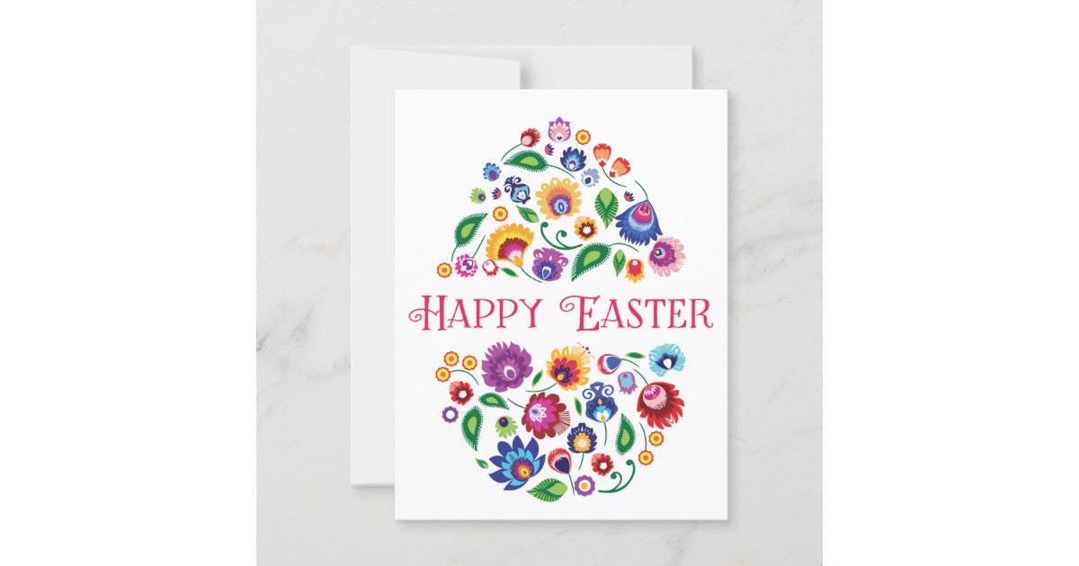 Happy Easter (folklore) customizable flat Card | Zazzle