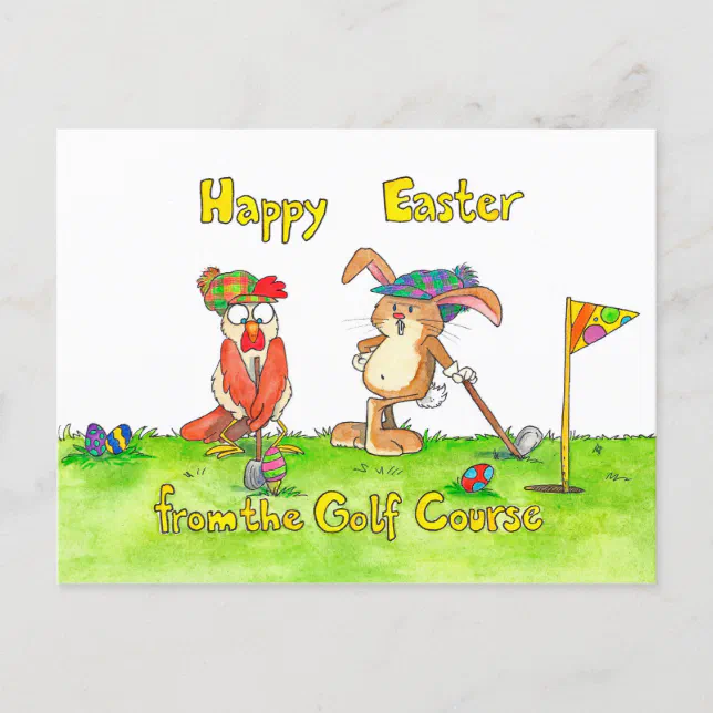 Happy Easter for Golfers by Nicole Janes Holiday Postcard | Zazzle