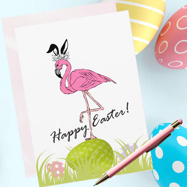 Happy Easter from Florida Flamingo Bunny Ears Holiday Card | Zazzle