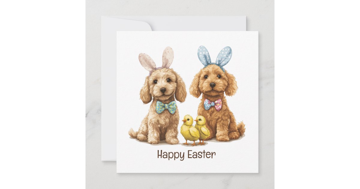 Happy Easter Goldendoodle Dogs Holiday Card | Zazzle
