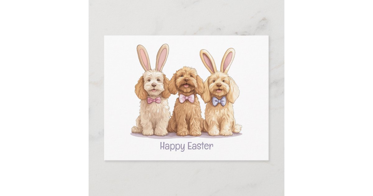 Happy Easter Goldendoodle Dogs Holiday Postcard | Zazzle