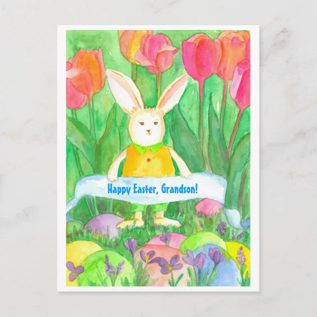 Happy Easter Grandson Custom Holiday Postcard | Zazzle