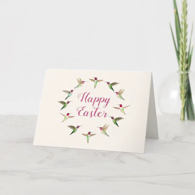 Happy Easter Hummingbirds Holiday Card | Zazzle