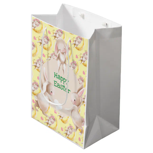 Happy Easter In Yellow Medium Gift Bag | Zazzle