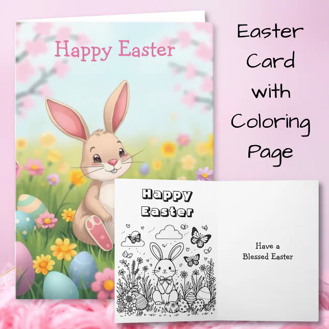 Happy Easter | Inside Coloring Page Card | Zazzle