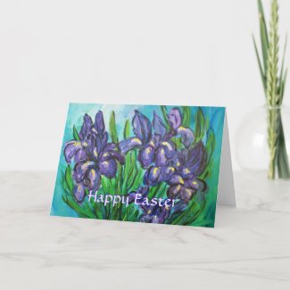 Happy Easter Purple Irises Art Gallery & Gifts - DonnaBellas Art