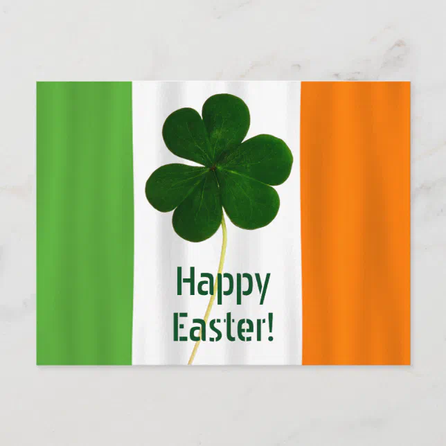 Happy Easter Irish Flag Colors Shamrock Ireland Holiday Postcard | Zazzle