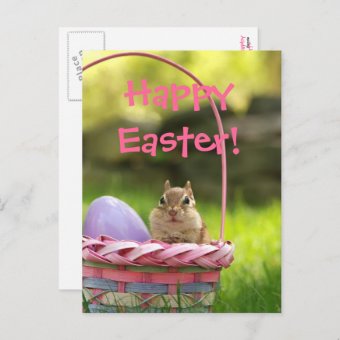 Happy Easter Little Chipmunk 2 Holiday Postcard | Zazzle