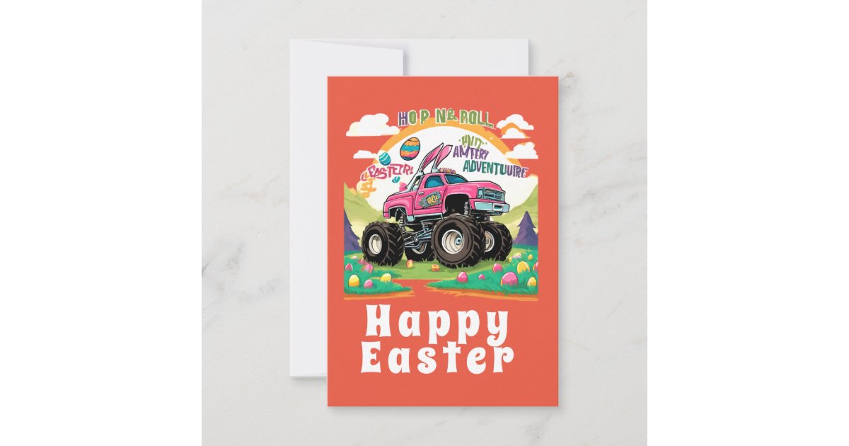 Happy Easter Monster Truck Adventure Card | Zazzle